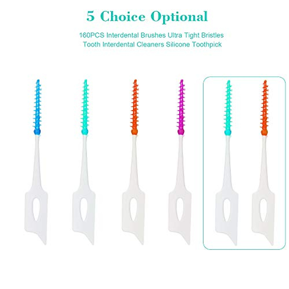 An-self 160PCS Interdental Brushes Ultra Tight Bristles Tooth Interdental Cleaners Silicone Toothpick Brush Disposable Teeth Soft Picks, 160 Count (Pack of 1), Purple