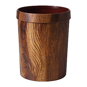 Holibanna Bamboo Wooden Wastebasket Trash Can Rubbish Bin Vintage Retro Simulation Wood Plastic Garbage Bin Container Farmhouse Style Trash Can for Home Office