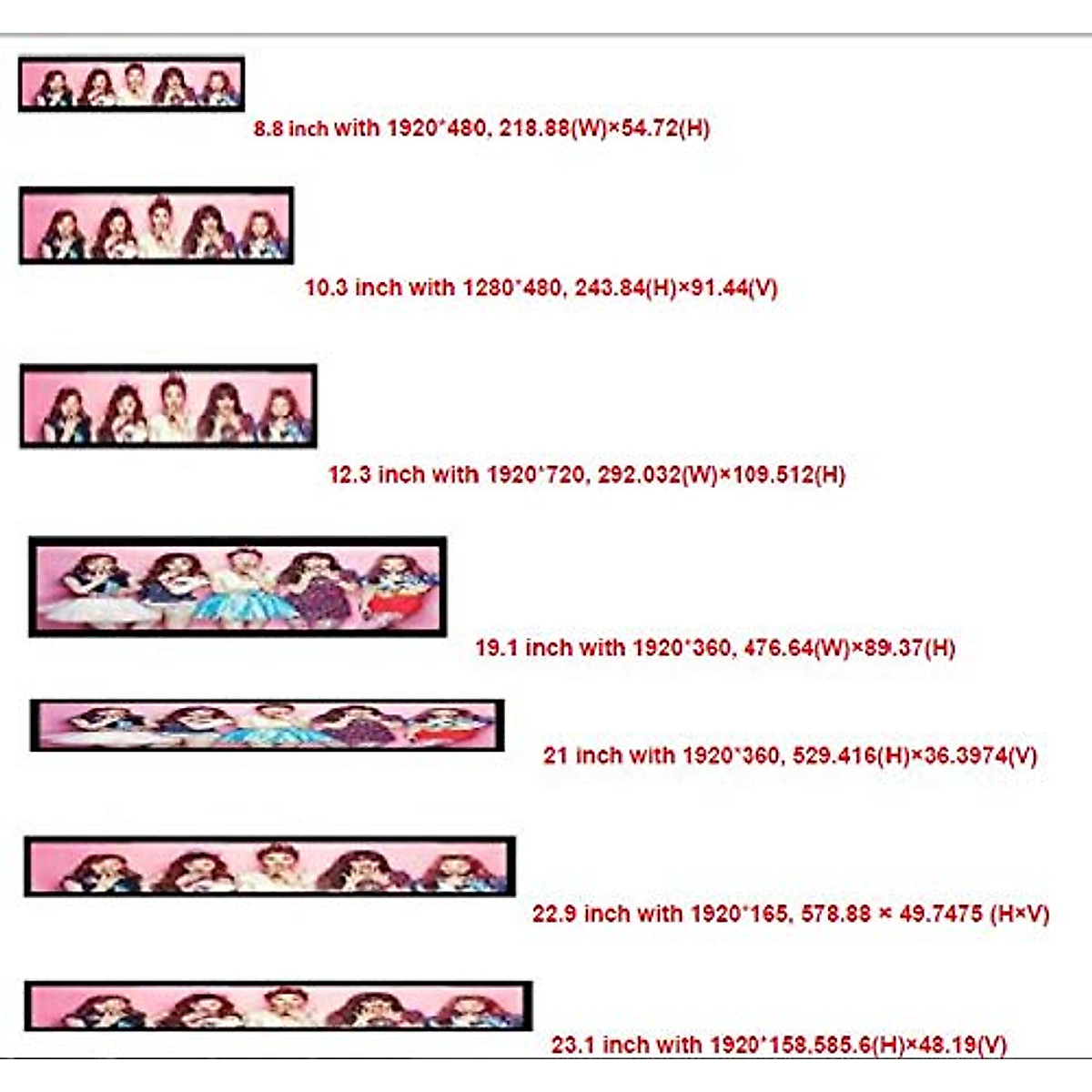 DHL/UPS for 24 inch 1920 * 360 Ultra Wide Stretched Bar LCD Advertising Display ， Ultra Stretched bar LCD Display Kits Outline Size 612.7(W)×132.1(H) mm