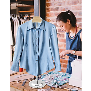 QWORK Adjustable Metal T-Shirt Display Stand, 2 Pack Foam & Wire Clothes Hanger Rack -16" to 28" for Coat Clothing Garment Retail, Craft Show