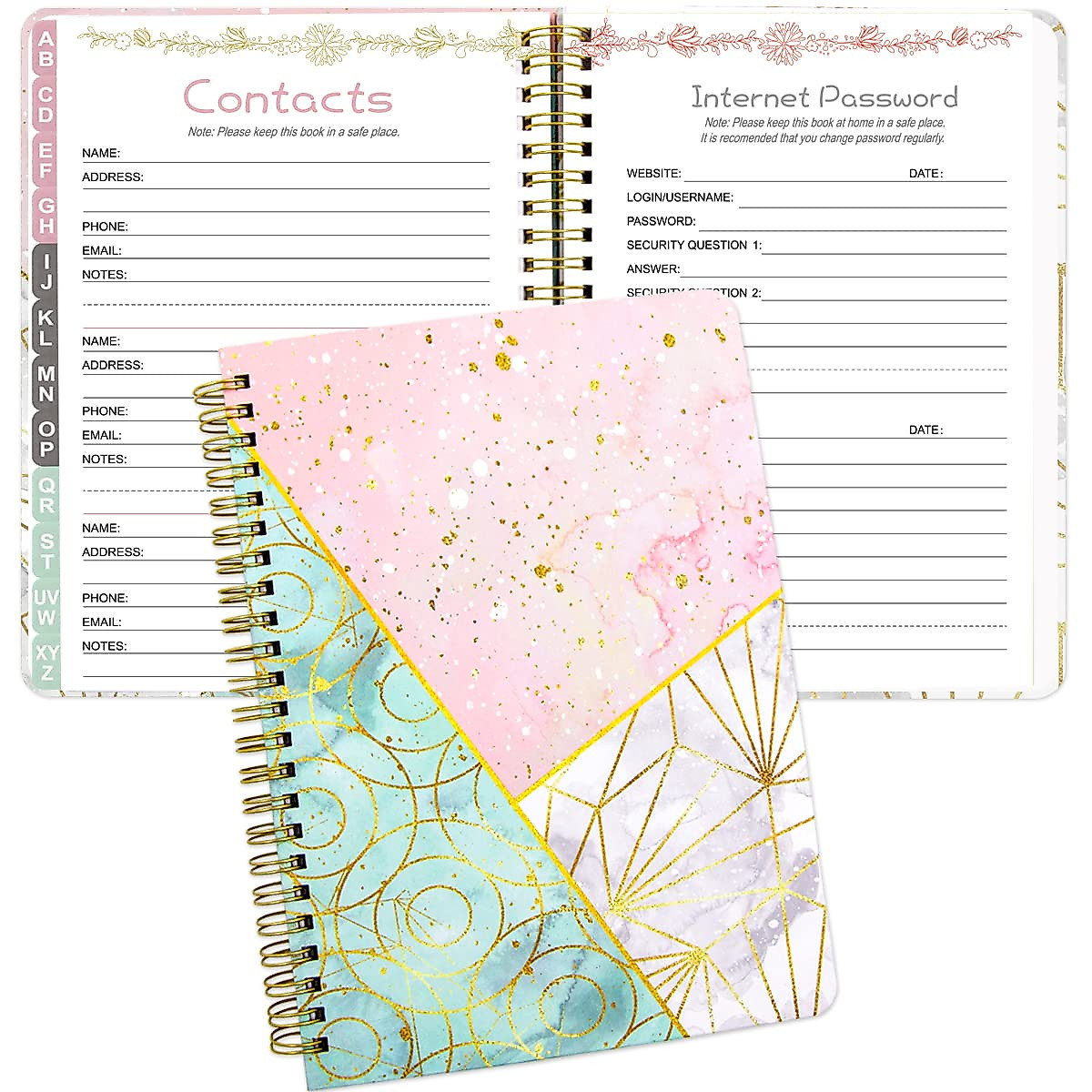 ceiba tree Address Book With Alphabetical Tabs (96 Pages) Password Book (24 Pages) Password Keeper Organizer Notebook Journal 8.25" X 6 "