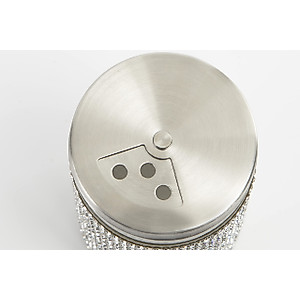 LuckyMao Bling Toothpick Holder Bling Portable Pill Container Silver Glitter Sparkle Toothpick Dispenser Glass Rhinestone Toothpick Holder Seasoning Bottle for Home Living Room