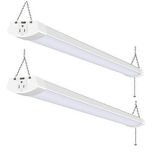 hykolity 2 Pack 4FT LED Shop Light Linkable, 120W 13000lm(400w Equivalent), 5000K Utility Shop Lights for Garages, Workshops, Basements, Hanging or FlushMount, with Power Cord and Pull Chain, ETL