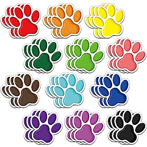 60 Pcs Paw Prints Cutouts Mini Paw Print Accents Decor Paw Cut Outs Paw Bulletin Board Dog Paw Print Cut Out Paw Print Party Supplies for Kids Educational School Home (Colorful)