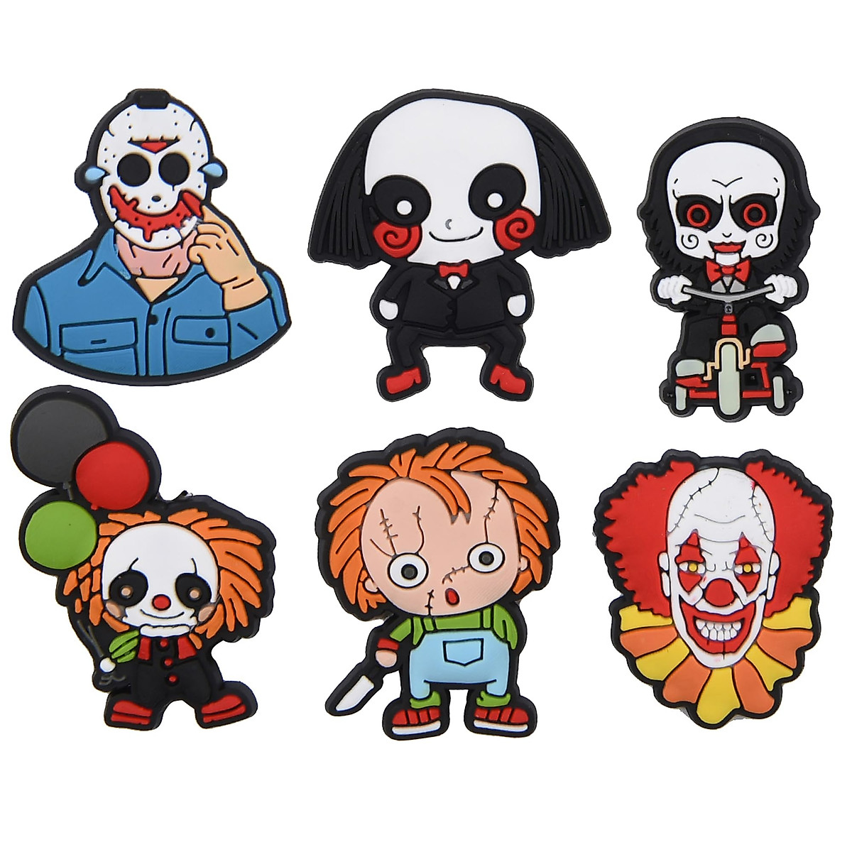 30 Pieces Sets Skull Face Shoe Cartoon Charms Horror Movie Anime Shoes Decorations Drawing Rainbow Shoes Accessories