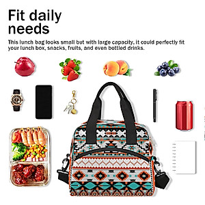 Bardic Aztec Geometric Lunch Bag, Oxford Material, Leakproof and Insulated, 11.8L x 7W x 10.2H