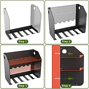 WALMANN Power Tool Organizer Wall Mount, Cordless Drill Holder with 5 Slots and 2 Solid Bottom Shelves, Power Tool Storage Rack for Garage, Home, Shed Father's Day Gift