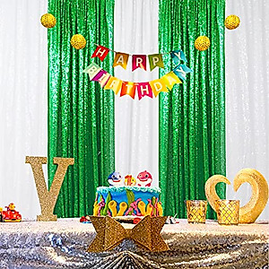 Sequin Curtains 2 Panels Green Sequin Backdrop Panels 2Ftx8Ft Green Sequin Photo Backdrop Halloween Backdrop Decortaion Fabric Backdrop Glitter Backdrop Curtains for Thanksgiving's Day Decoration