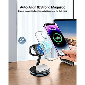 3 in 1 Charging Station for Apple Devices 18W Fast Mag-Safe Charger Stand Magnetic Wireless Charger Station for iPhone 15 14 13 12 Pro/Pro Max/Plus/Mini AirPods 2/3/Pro iWatch Ultra/8/7/SE/6/5/4/3/2