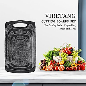 Cutting Board, Lccowot 3PCS Plastic Cutting Boards With Non-Slip Feet and Deep Drip Juice Groove, Easy Grip Handle Chopping Board for Meat, Veggies, Fruits, BPA Free, Dishwasher safe