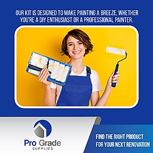 Pro Grade - Paint Roller Tool Kit - 10 Piece Painting Set - Mini Plastic Paint Tray Set, Mini Roller Frame,Microfiber Roller Covers