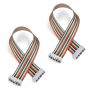 Heyiarbeit 2pcs Rainbow Wire Copper 14 Pin Connector Gray Wire Flat Ribbon Cable Connector Suitable for Internal Wiring
