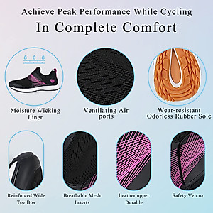 Pairobin Cycling Shoes Women's Indoor Cycling Shoes - Outdoor Cycling Shoes Comfortable and Breathable - Compatible with SPD Cleats Black