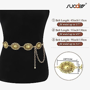 SUOSDEY Women Metal Waist Chain Belt Concho Western Cowgirls Country Belt for Jeans Dress