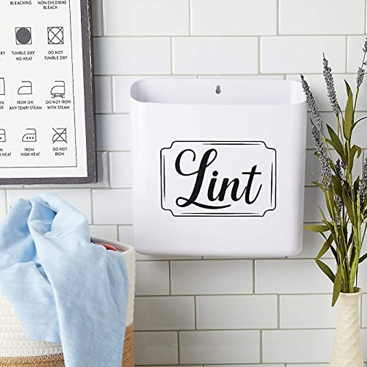 Juvale Magnetic Lint Bin for Laundry Room, Lint Holder, Hanging, Wall Mounted Trash Can Bin, Small Waste Basket, Laundry Decor and Accessories (White, 9.25x9.25x2.75 in)