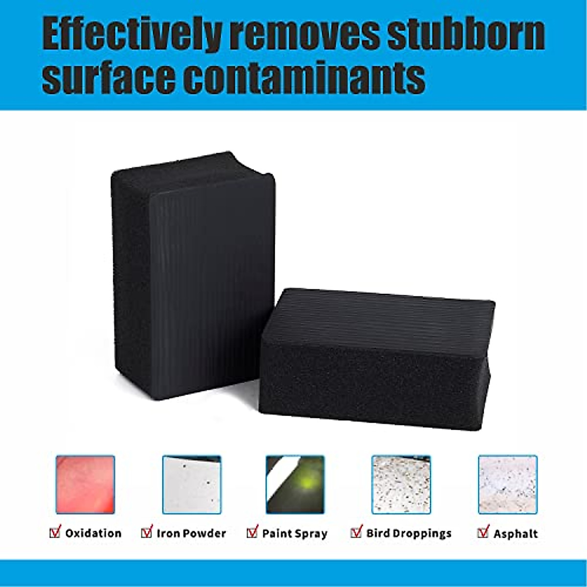 2 Pack Clay Block for Auto Detailing Car Surface Cleaning by WEST HORSE - Clay Bar Sponge - Clay Car Faster (4.6 in. x 3.5 in. x 1.7 in.) , Black