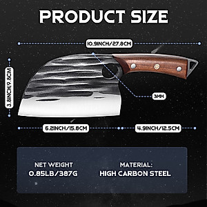 Golden Bird Serbian Meat Cleaver Knife - 6.2 Inch Serbian Knife Heavy Duty Sharp Butcher Knife for Meat Cutting, High Carbon Steel Kitchen Knife with Gift Box