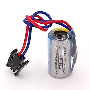 BATTEMALL 2Pcs A6BAT MR-BAT ER17330V PLC Battery 2/3A 3.6V 1700mAh with Plug for FANUC CNC System Servo