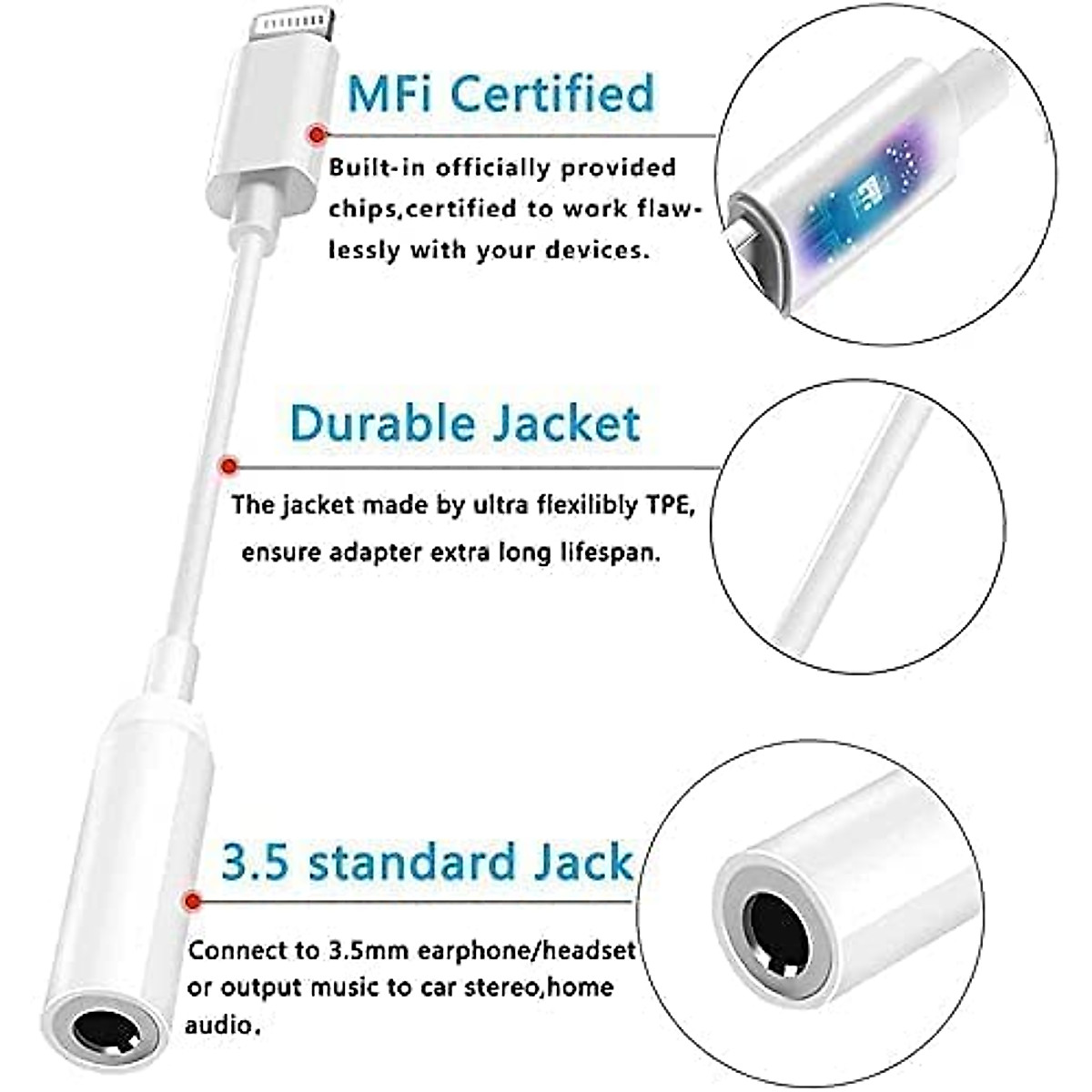 Apple MFi Certified 3 Pack Aprolink Lightning to 3.5 mm Headphone Jack Adapter, iPhone Audio Dongle Cable Earphones Headphones Converter Compatible with iPhone 12 12 Pro 11 11 Pro X XR XS XS Max 8 7