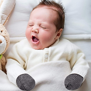 4 Pairs Newborn Baby Mittens Infant No Scratch Mittens Gloves 0-6 Months (Gray, Navy Blue, Black, Dark Gray)