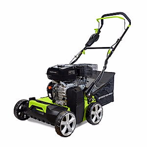 GreenSweep Pro Series - Gas Powered Artificial Grass Electric Sweeper Rake Vacuum 45L Collection Bag,5 Adjustable Heights, Foldable Handle & Extra Brush