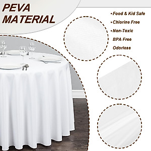 Fixwal Round Plastic Tablecloth Disposable, 12 Pack 84 Inch White Round Tablecloth, Table Cloth for Parties Picnic Birthday Wedding Banquet