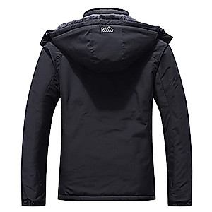 Pooluly Women's Ski Jacket Warm Winter Waterproof Windbreaker Hooded Raincoat Snowboarding Jackets Black-XL
