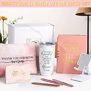 Employee Appreciation Gifts, Appreciation Gifts for Coworkers, 8 Pcs Christmas Gift for Employees Coworkers Teacher Staff Principal Nurse, Cool Thank You Gifts Baskets w/ Tumbler Notebook (Pink)