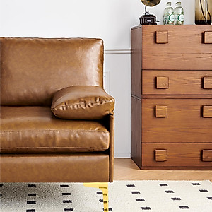 Atopston 106" Sectional Sofa Couch, Mid-Century Modern Decor 4 Seater Sofa, Sectional Sofa Bed for Bedroom Apartment Office, Caramel