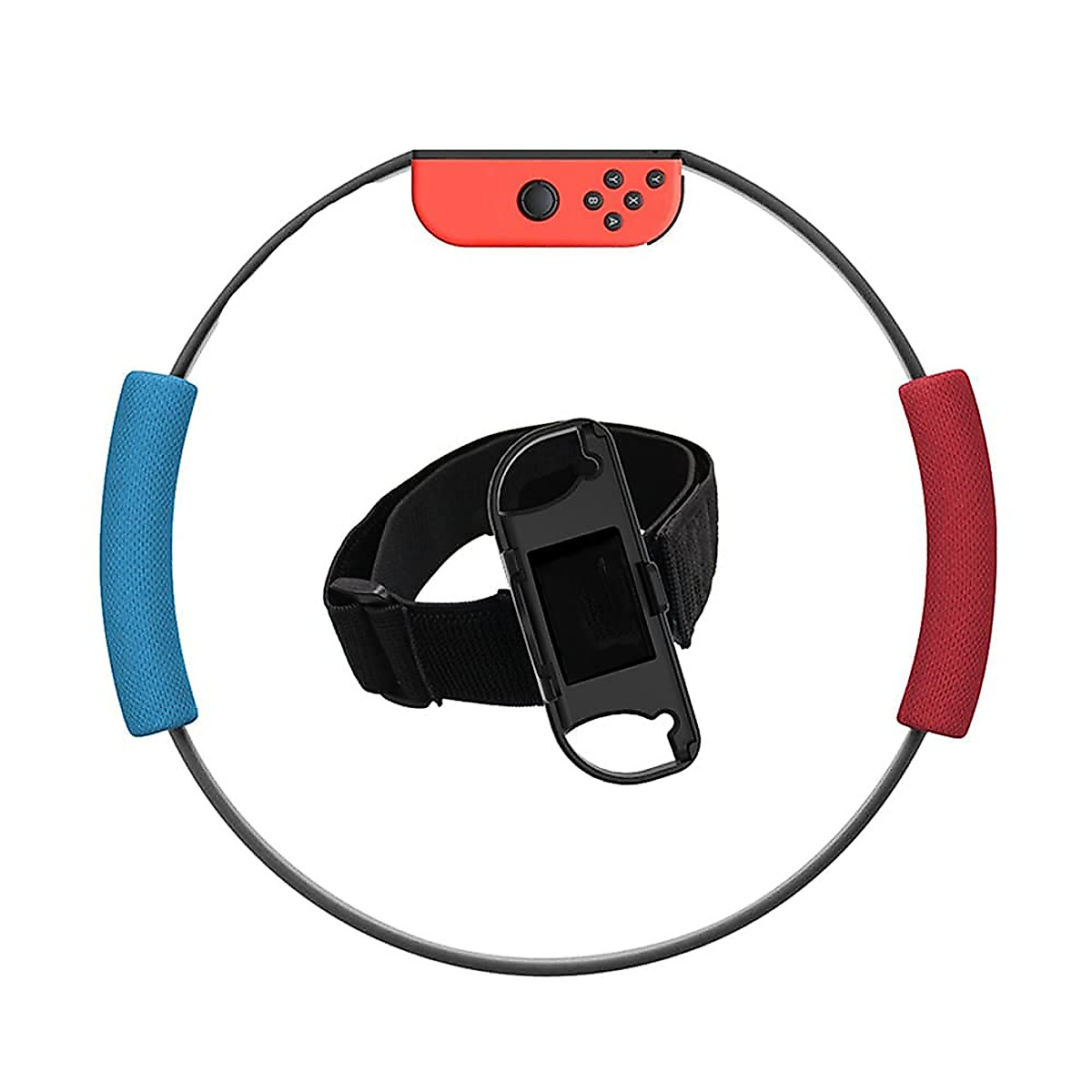 1 Leg Strap and 2 Ring-Con Grips Ring-Con for Nintendo Switch Fit Adventure Game，Non-Slip Grips and Adjustable Leg Strap Compatible （Does not Contain Ring con）(Grey)