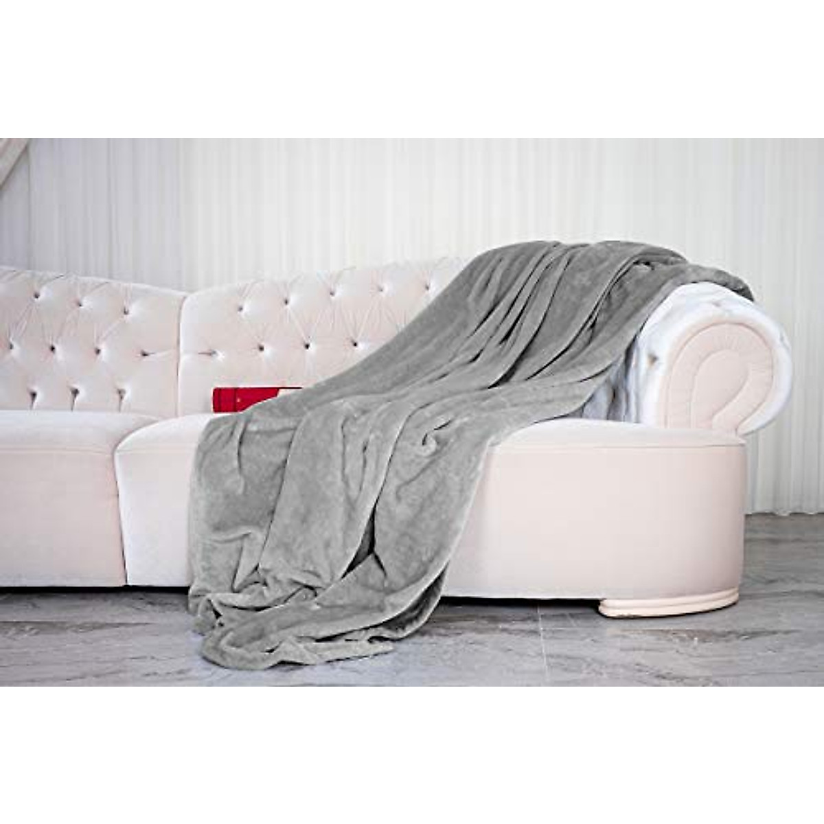 Wolfmark Oversized Sherpa Throw Blanket (60 inches x 72 inches, Grey) | Twin Size Reversible Comfort, Warm & Cozy, Perfectly Plush, Hypoallergenic, Anti-Pill, Micro Mink, Lambswool