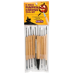 Pumpkin Carving Kit (21 Tool Set) w 11 Double Sided Pieces - Halloween Professional Sculpting, Cutting and Carving Knife Supplies for Fall Jack-O-Lanterns, Pumpkins, Decorations for Kids and Adults