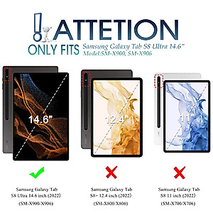 Backlit Keyboard Case for Samsung Galaxy Tab S8 Ultra 14.6 Inch 2022 with S Pen Holder, Wineecy 7 Colors Backlight Detachable Wireless Keyboard & PU Folio Stand Cover Case for SM-X900 / SM-X906 Tablet