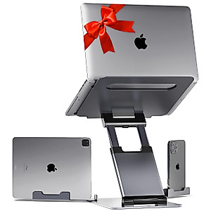Ergonomic Laptop Stand for Desk, Adjustable Height up to 20", Laptop Riser Computer Pulpit Stand for Laptop, Portable Laptop Stands, Fits MacBook, Laptops 10 15 17 inches Laptop Holder and Laptop Desk