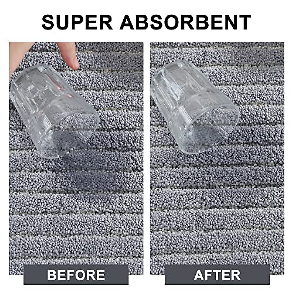 BEQHAUSE Kitchen Rugs and Mats Non Skid Washable Kitchen Floor Mat with TPR Backing 100% Polyester Grey Kitchen Mat Set of 2 Absorbent Runner Rugs for Kitchen 20x30inch/20x48inch