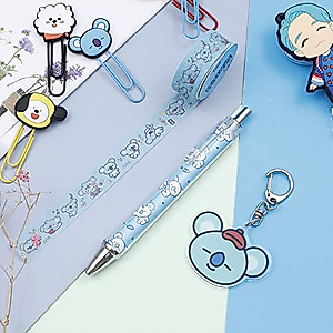 G-Ahora Kpop Bangtan Boys Pencil Cases Large Capacity Pouch Bag with Keychain Pens Washi Tape Army Cartoon School Supplies for Students(PC-KOYA)