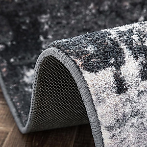 MeganJDesigns Francesca Collection Black and White 2x3 Marble Abstract Area Rug