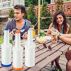 24 Pack Bar Pour Colorful Juice Pouring Bottle Containers 34 oz Plastic Juice Dispensers in 6 Colors for Bar Home Kitchen Party Supplies