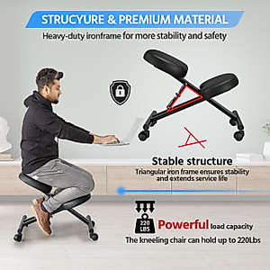 Yaheetech Kneeling Chair Ergonomic Posture Chair Office Desk Chair Corrective Flexible Seating Rolling Stool Black