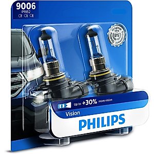 Philips 9006 Vision Upgrade Headlight Bulb with up to 30% More Vision, 2 Pack Cool White