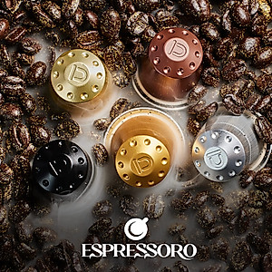 ESPRESSORO 100 USDA Organic Espresso Pods - VARIETY PACK Aluminum Capsule Compatible with Nespresso Original Lines Machines. Assorted Premium Italian Expresso Coffee Capsules