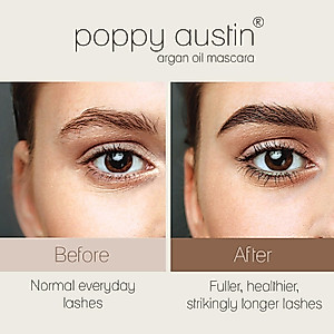Poppy Austin Mascara 9g - Lash Mascara - Organic Mascara, Paraben-Free, Vegan Mascara, Cruelty-Free Mascara - Hypoallergenic Mascara Lengthening & Volumizing with Argan Oil, Natural Mascara (Black)