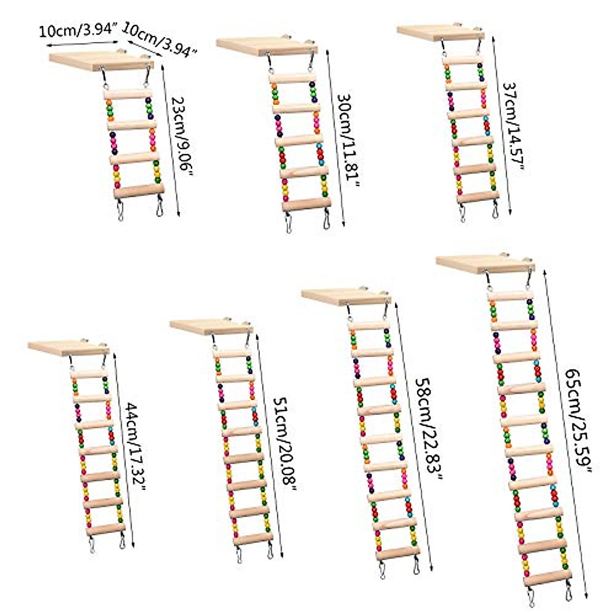 FUCHU Wooden Parrot Hamster Climbing Ladder Swing Play Toys Set Birds Hanging Bridge Exercise Perch Stand Platform Cage Accessories for Lovebirds Gerbil Rat Chinchillas Squirrel