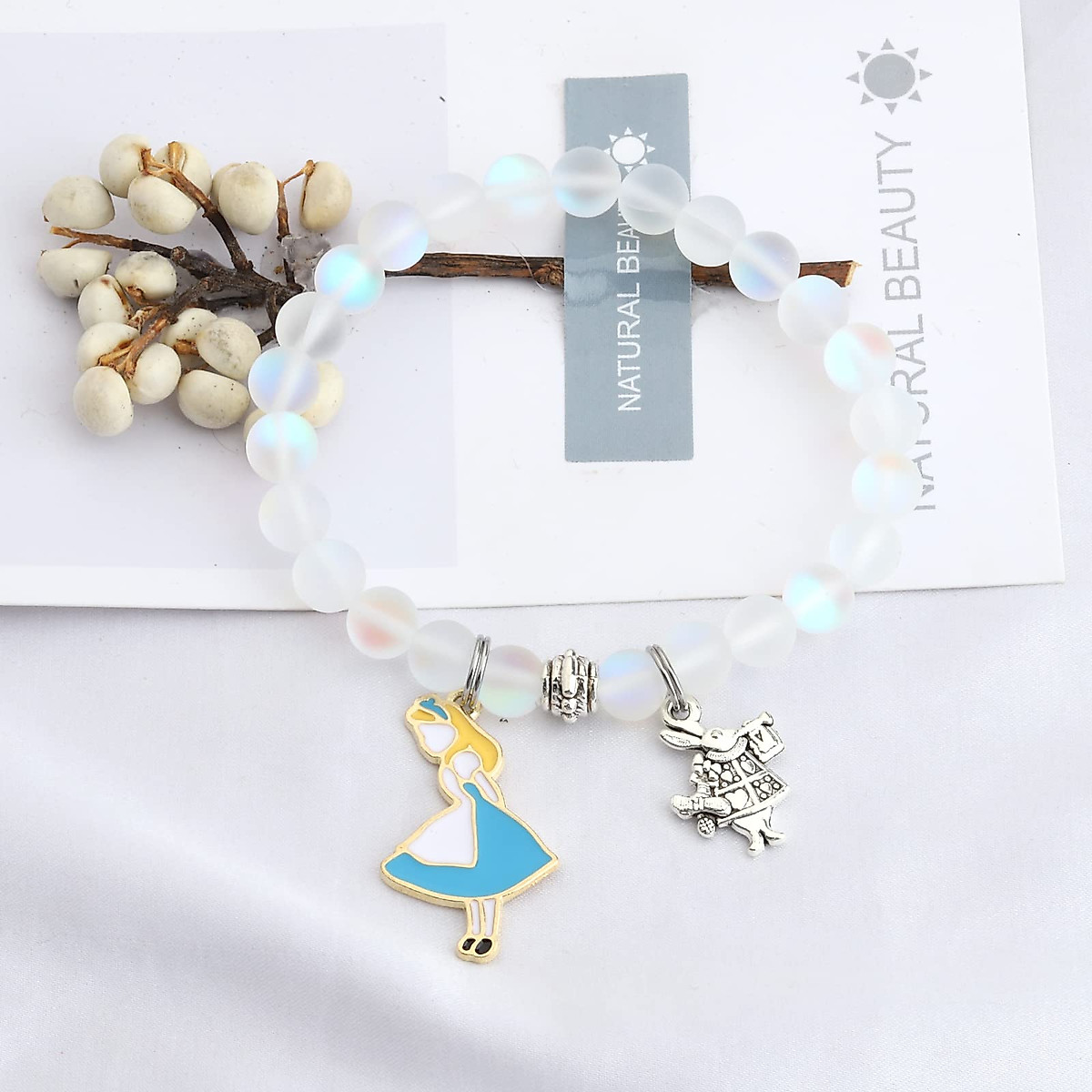 UJIMS Alice Bracelet Wonderland Movies Inspired Gifts Alice Fans Jewelry for Best Friend Rabbit Alice Cartoon Merchandise (Ace Bracelet)