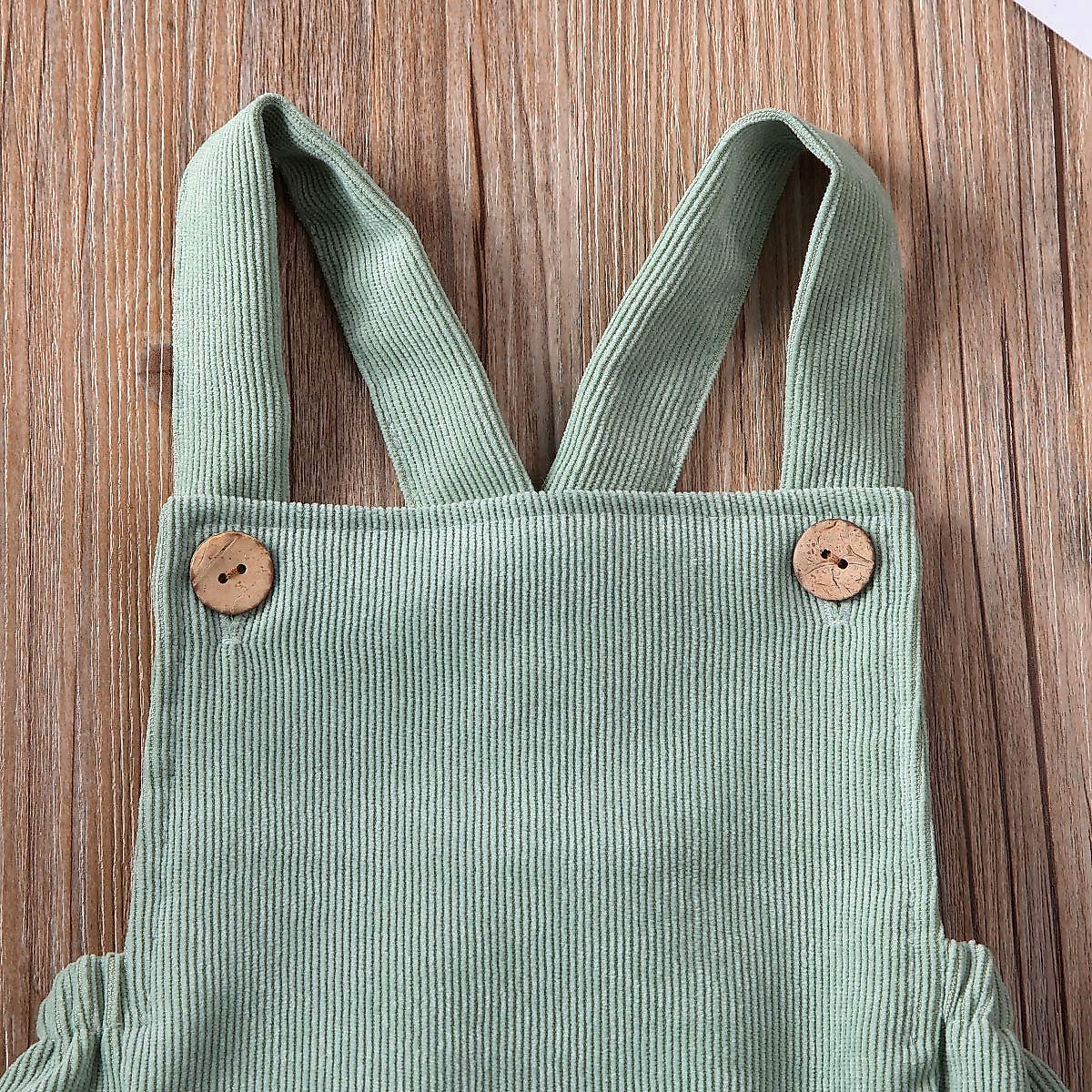 COORALLY Newborn Infant Baby Boy Girl Corduroy Romper Sleeveless Jumpsuit Backless Overalls Outfit (12-18 Months, C-Green)