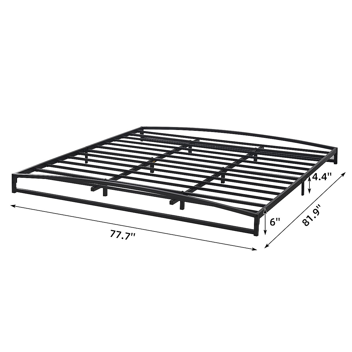 IDEALHOUSE King Bed Frame Low Profile, 6 Inches Black Metal King Size Platform Bed Frame, Mattress Foundation, No Box Spring Needed