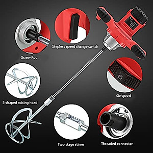2100W Electric Handheld Concrete Cement Mixer,Portable Adjustable 6 Speed 110V Plaster Paint Mixer Drill with Rod Machine Suitable For Mixing Cement, Mortar, Paint
