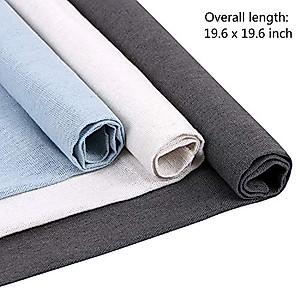 Linen Needlework Fabric, BENBO 6Pcs Assorted Colors Linen Embroidery Fabric Cross Stitch Cloth for Garments Crafts, Upholstery Flower Pot Decoration and Tablecloth, 19.7 x 19.7In