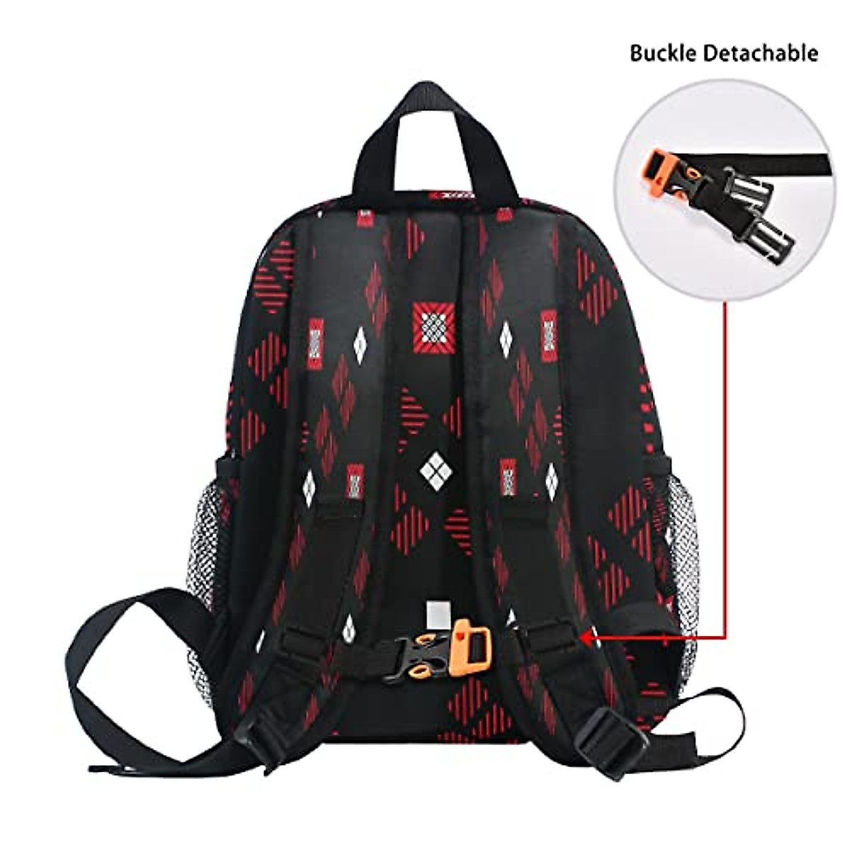 Diagonal Checkered Red Black Backpack Kids Backpack for Boys and Girls Toddler Backpack Waterproof Preschool