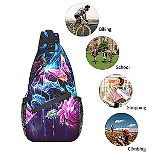AMRANDOM Casual colorful skulls Sling Bag Casual Chest Package With Adjustable Strap Anti-Theft Sling Bags Shoulder Backpack Waterproof Sling Bag